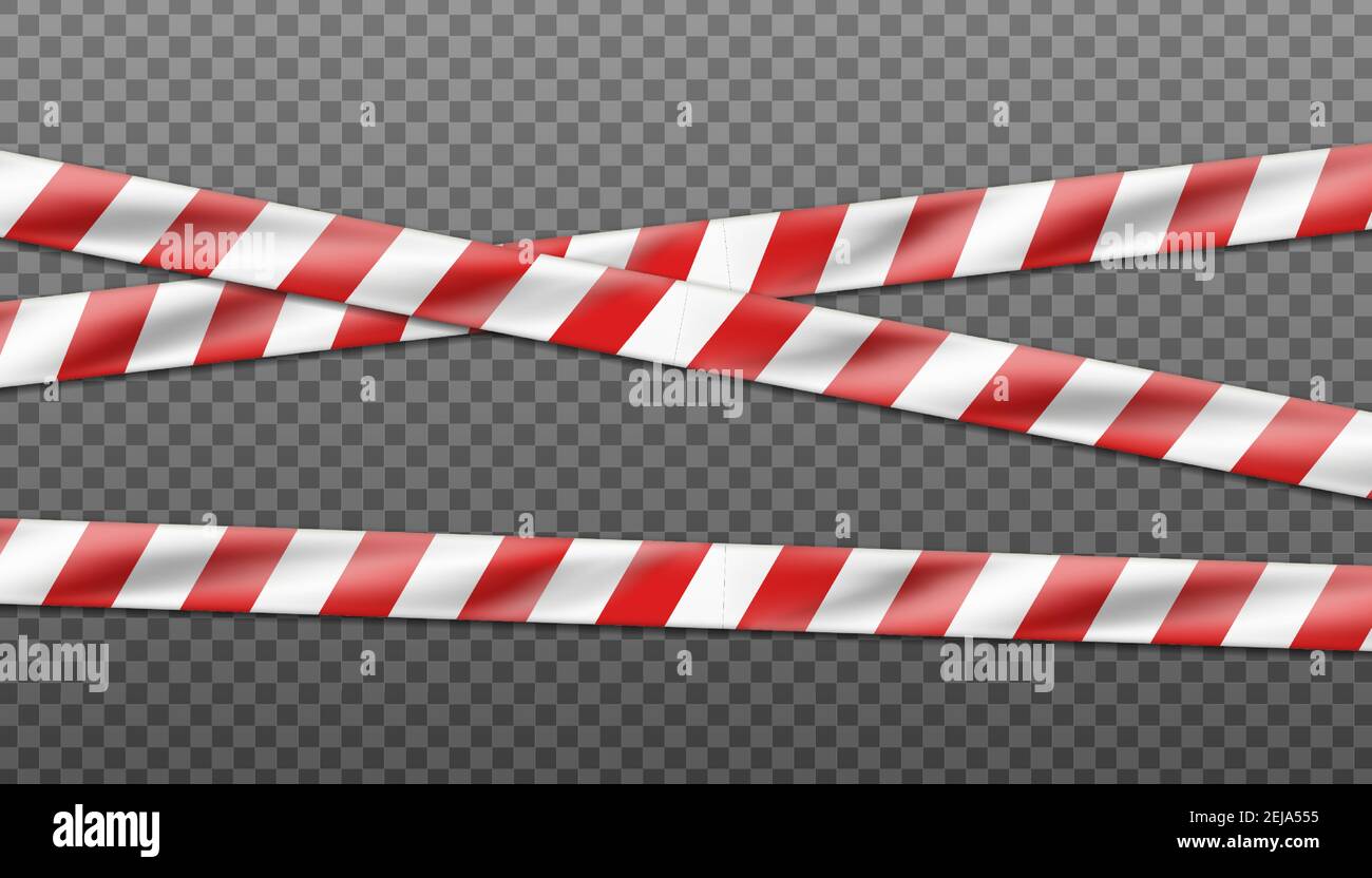 3d realistic vector hazard white and red striped ribbon, caution tape ...