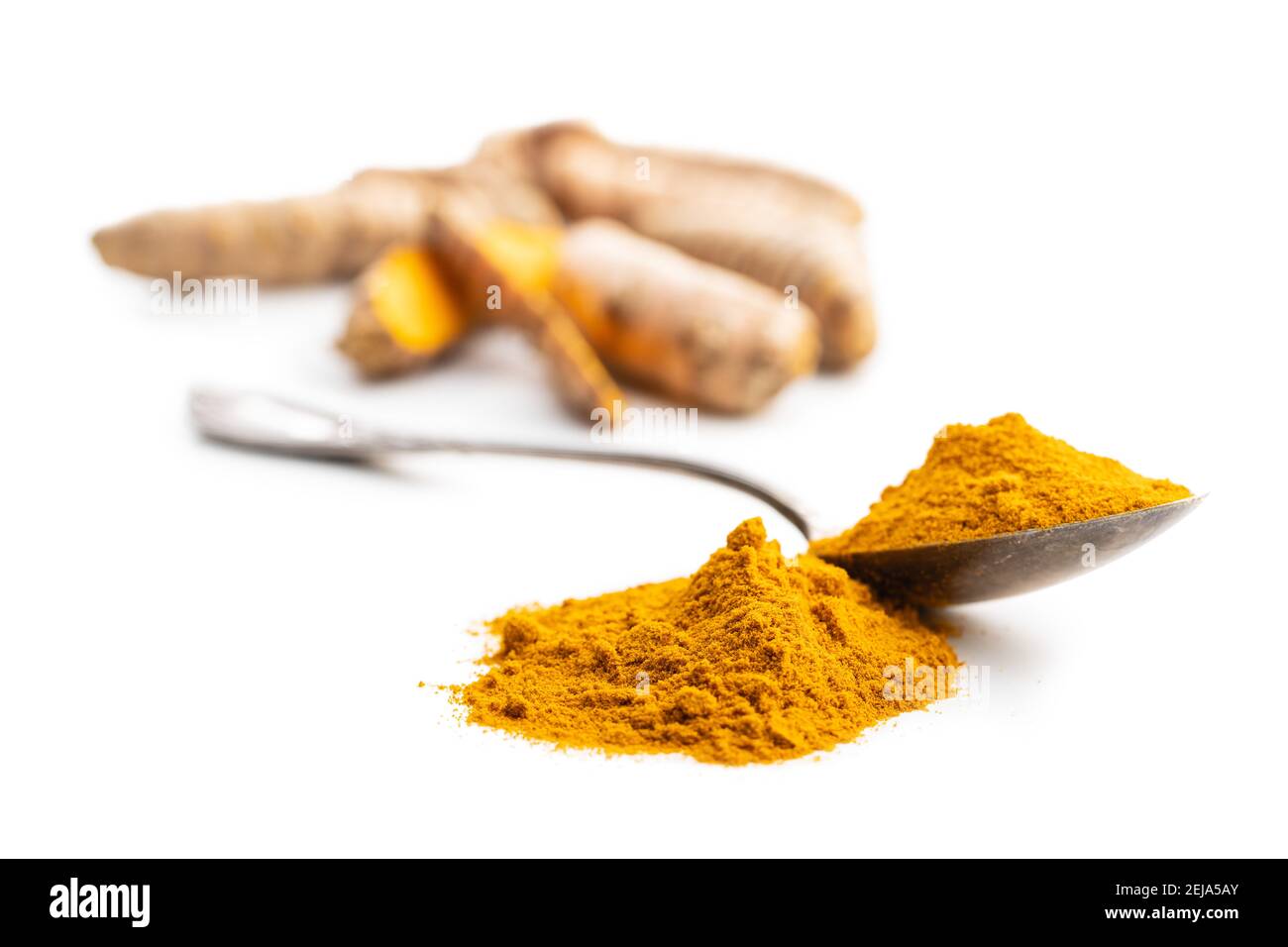 Indian turmeric powder. Turmeric spice. Ground turmeric isolated on ...