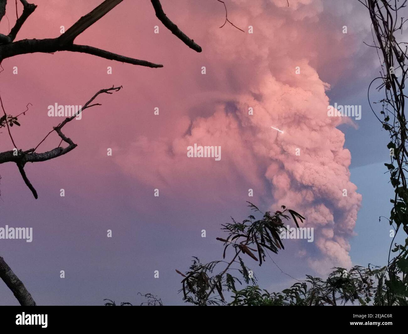 Lightning streak over Batangas as Taal Volcano continue its eruption on Sunday evening. Phivolcs ...