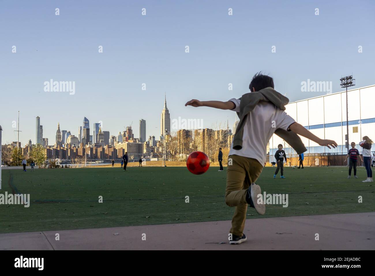 Activities in Bushwick Inlet Park in Williamsburg, Brooklyn in New York ...