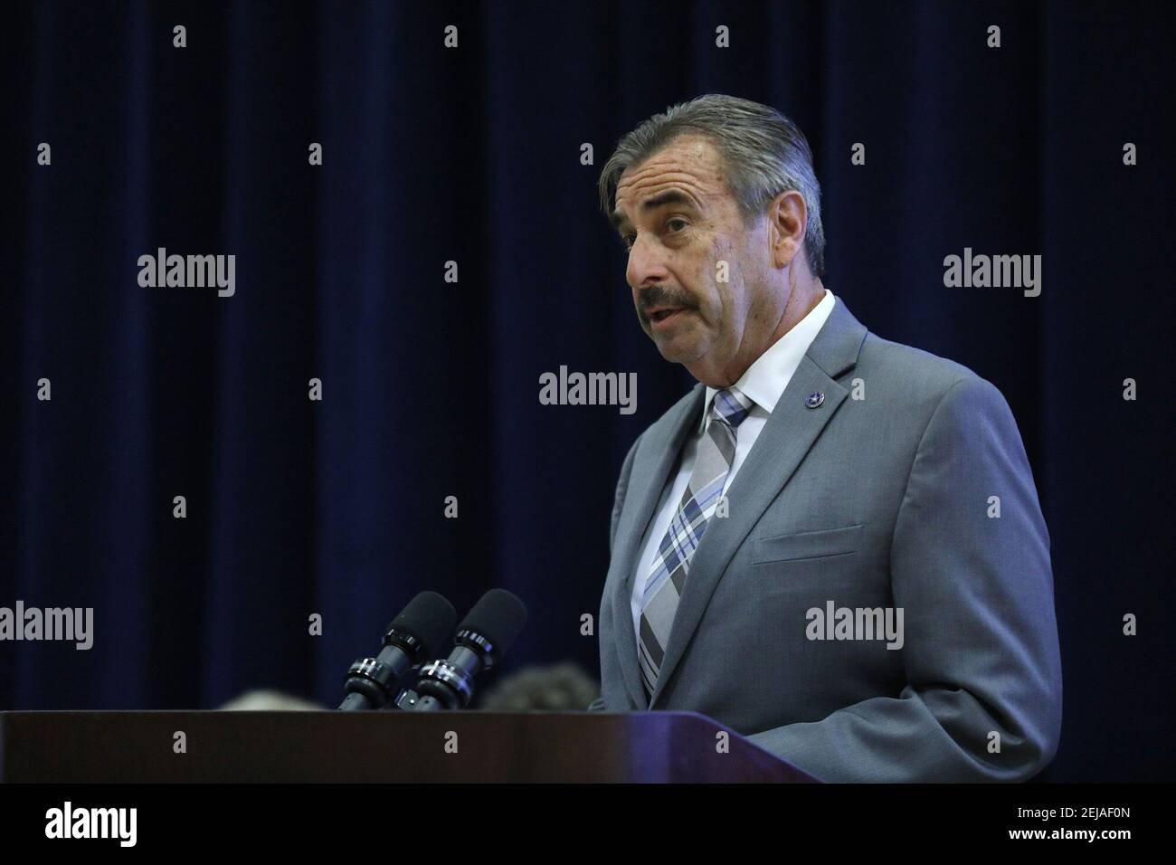 Chicago police interim Superintendent Charlie Beck speaks during a ...