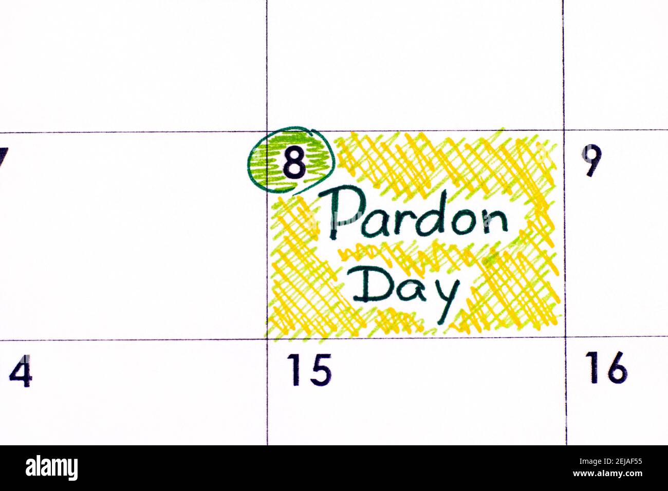 Reminder Pardon Day in calendar. September 08 Stock Photo - Alamy