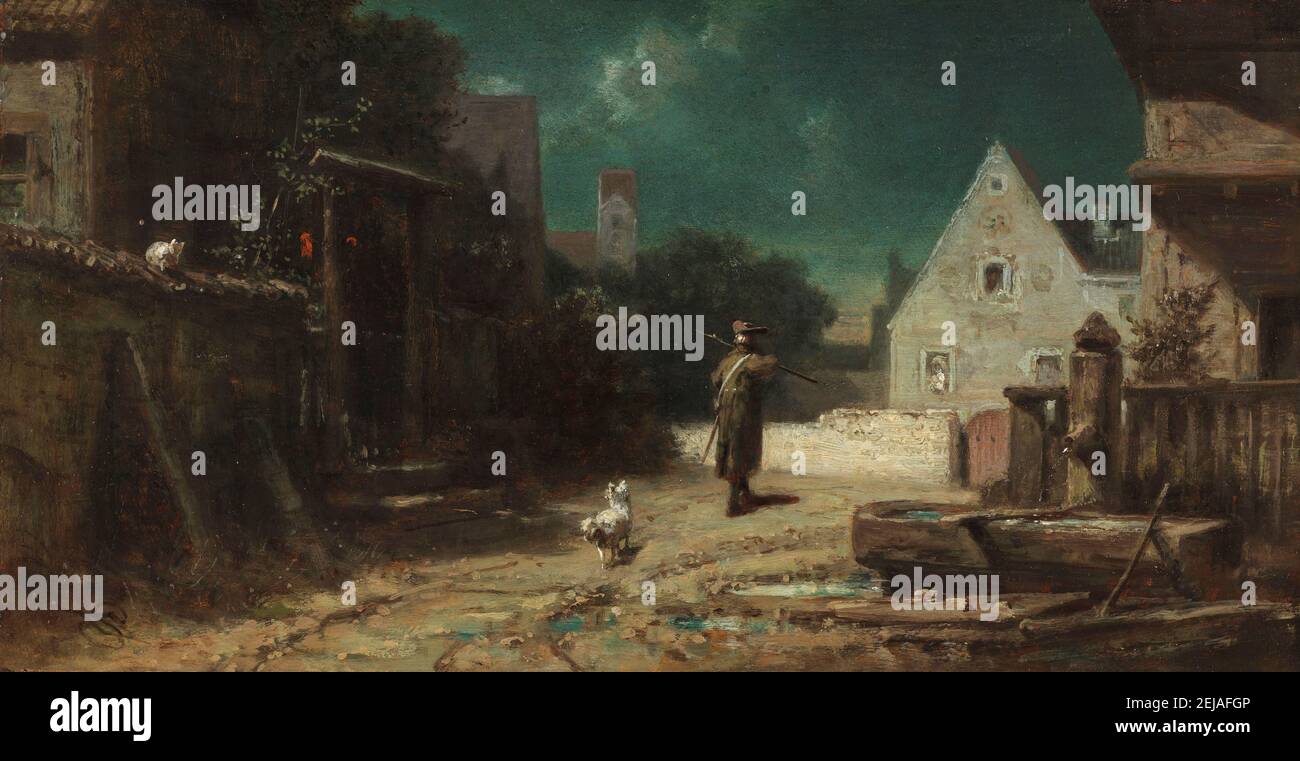 The night watchman (Night watchman by moonlight, or Dog and cat ...