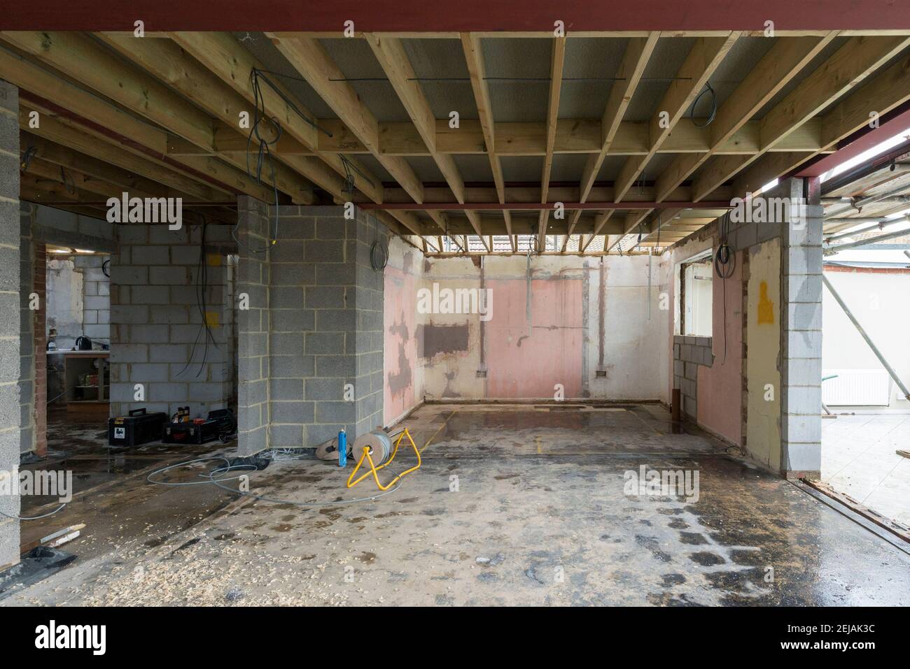 Work on a residential house to create more space by extending and ...