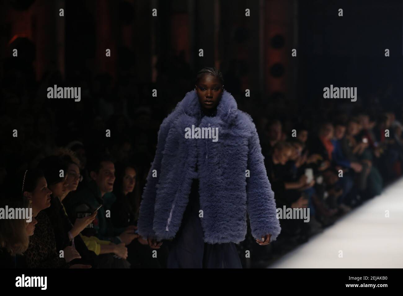 Models on the catwalk at the MBFW in the Kraftwerk Berlin present the ...