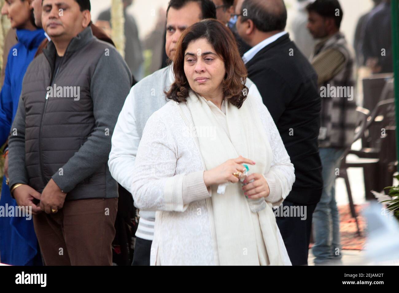 NEW DELHI, INDIA - JANUARY 14: Nitasha Nanda at the funeral of Ritu ...