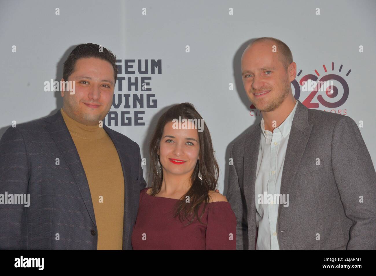 Hamza al-Kateab, Waad al-Kateab and Edward Watts attend the Cinema Eye ...