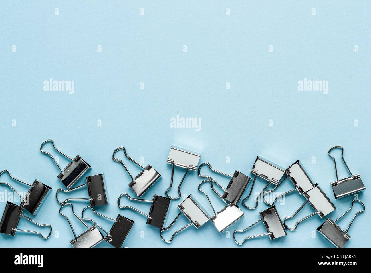 Stationery pattern, office supplies background. Paper binder clips top ...