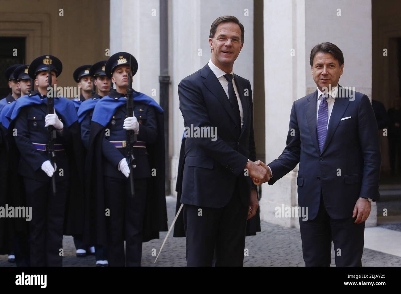 Mark Rutte and Giuseppe Conte Rome January 15th 2020. Palazzo Chigi ...