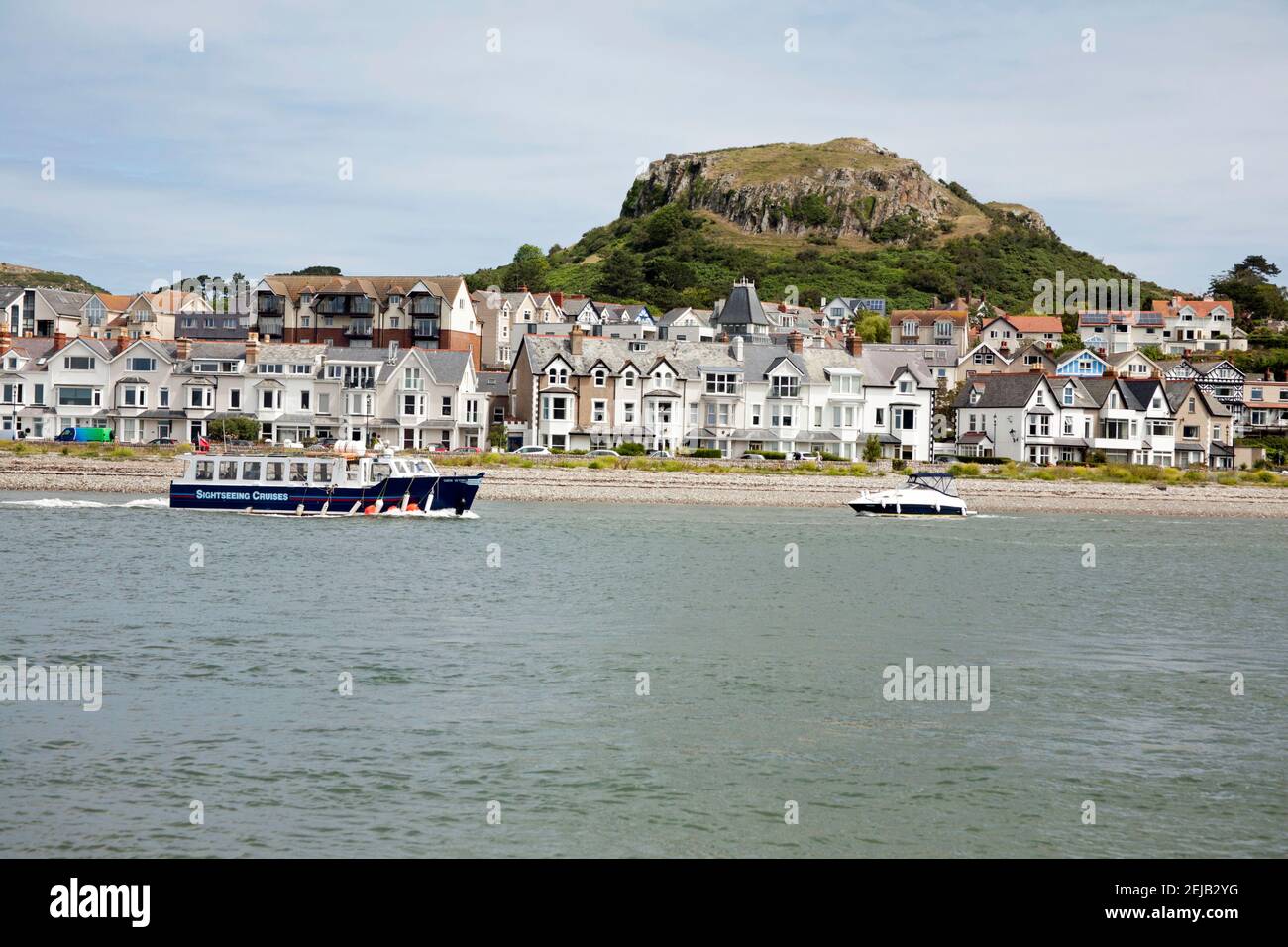 Deganwy Castle and the Vardre viewed from The Beacons near Conwy Quays ...