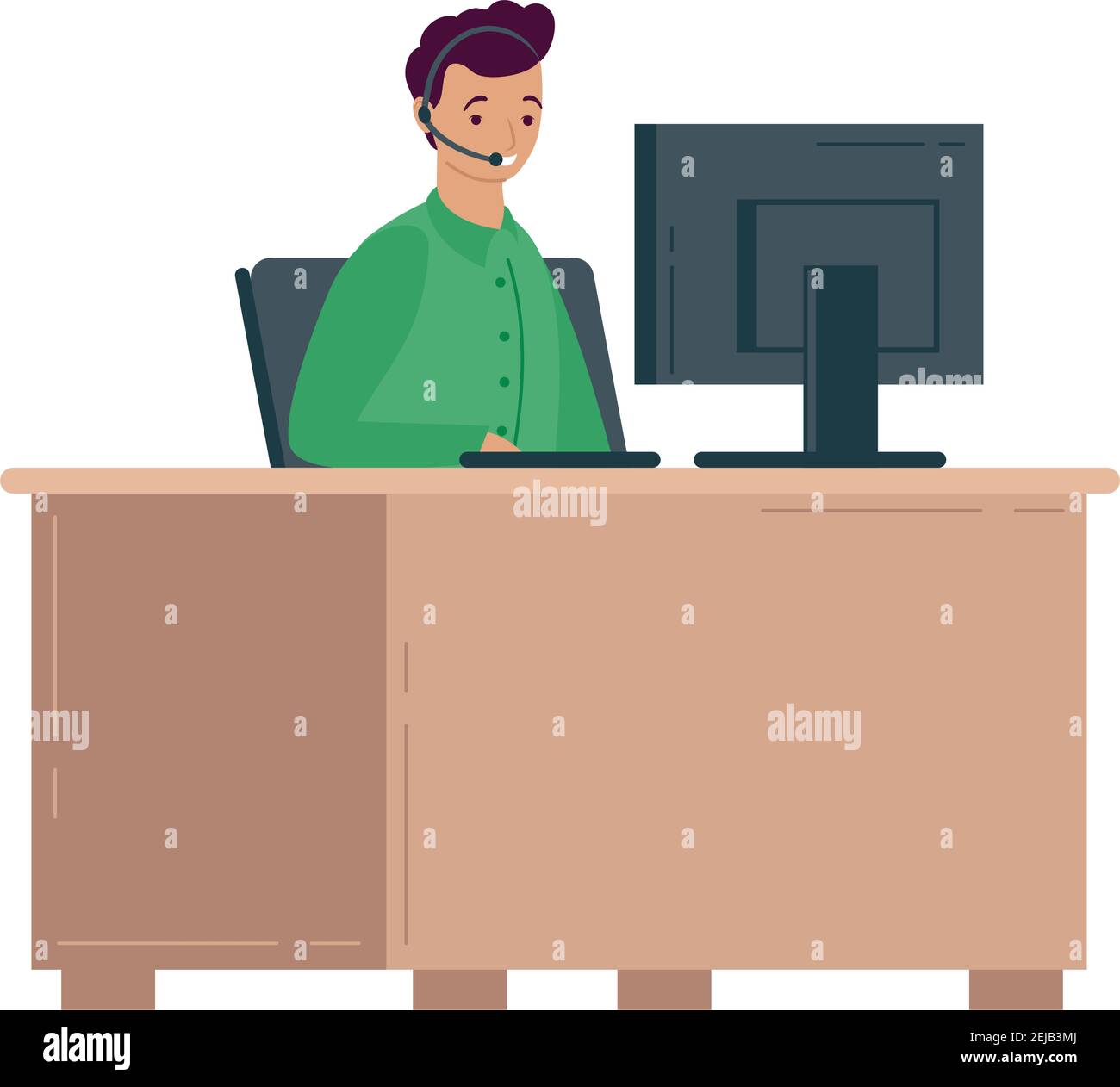 support service worker using desktop vector illustration design Stock ...
