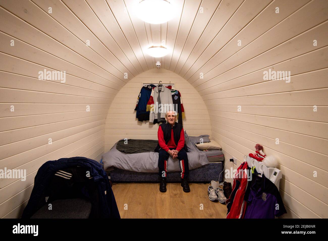 Tommy, a resident at the Lou Macari foundation in his pod. Former Stoke ...