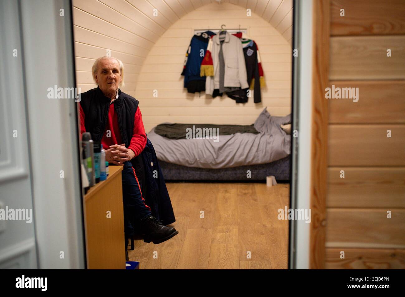 Tommy, a resident at the Lou Macari foundation in his pod. Former Stoke ...
