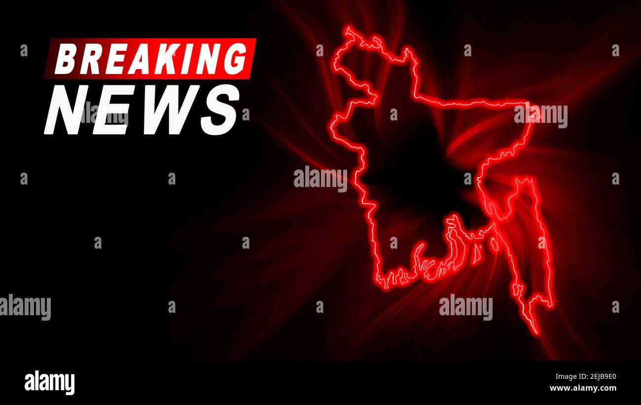 Breaking News Map of Bangladesh, outline red glow map, on dark ...