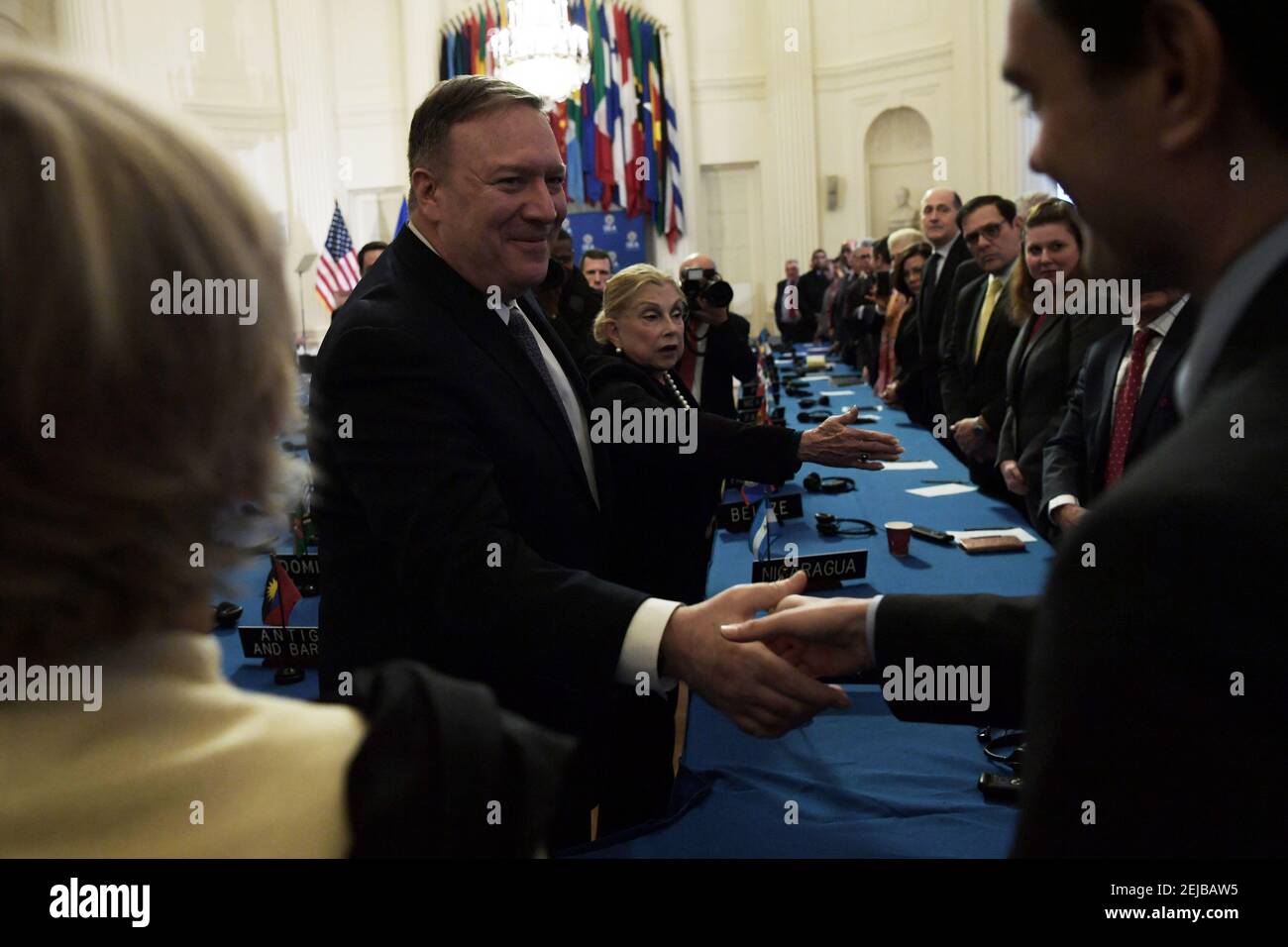 US Secretary of State Department Mike Pompeo and OAS Secretary General ...