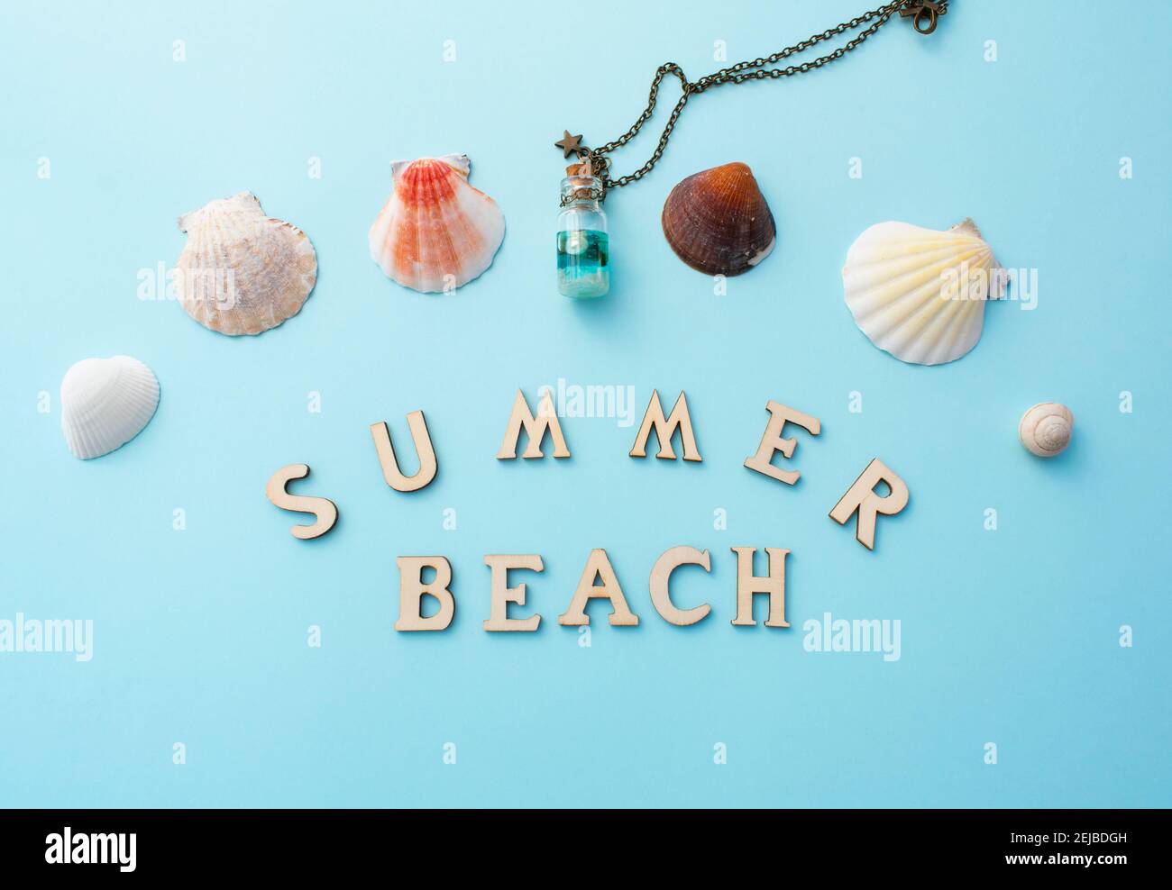 Summer beach concept with shells Stock Photo - Alamy