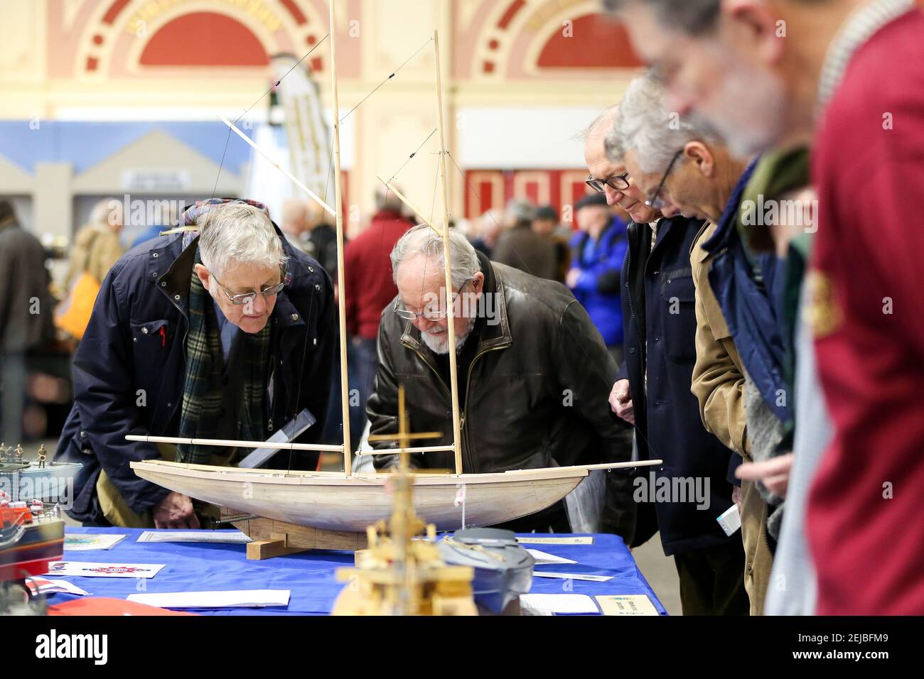 Visitors view miniature ship models during the exhibition at Alexandra ...