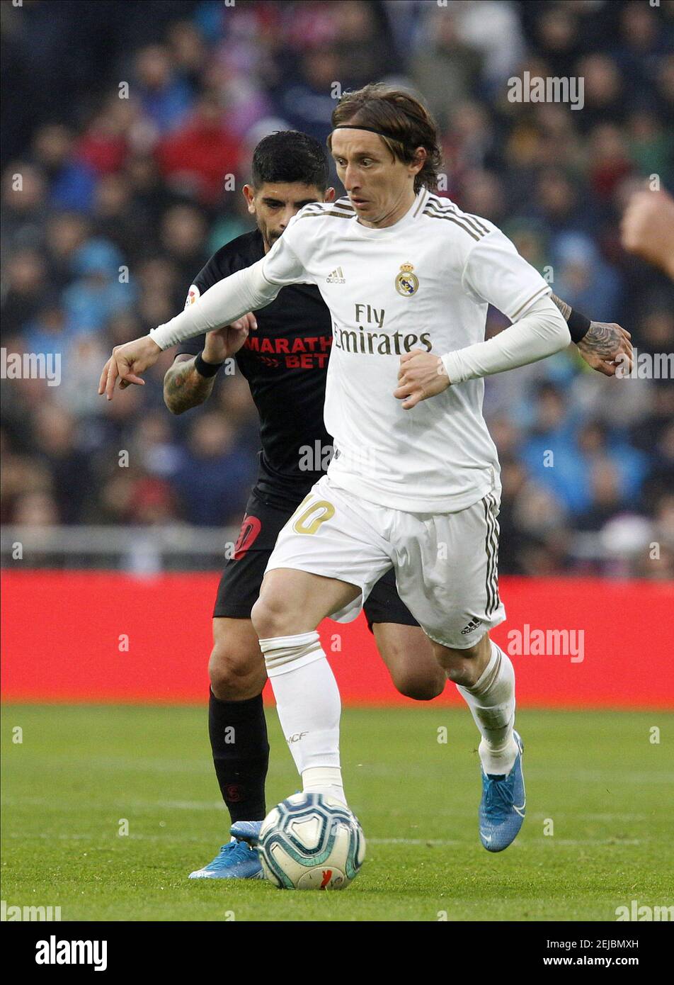 Real Madrid CF's Luka Modric seen in action during the Spanish La Liga ...