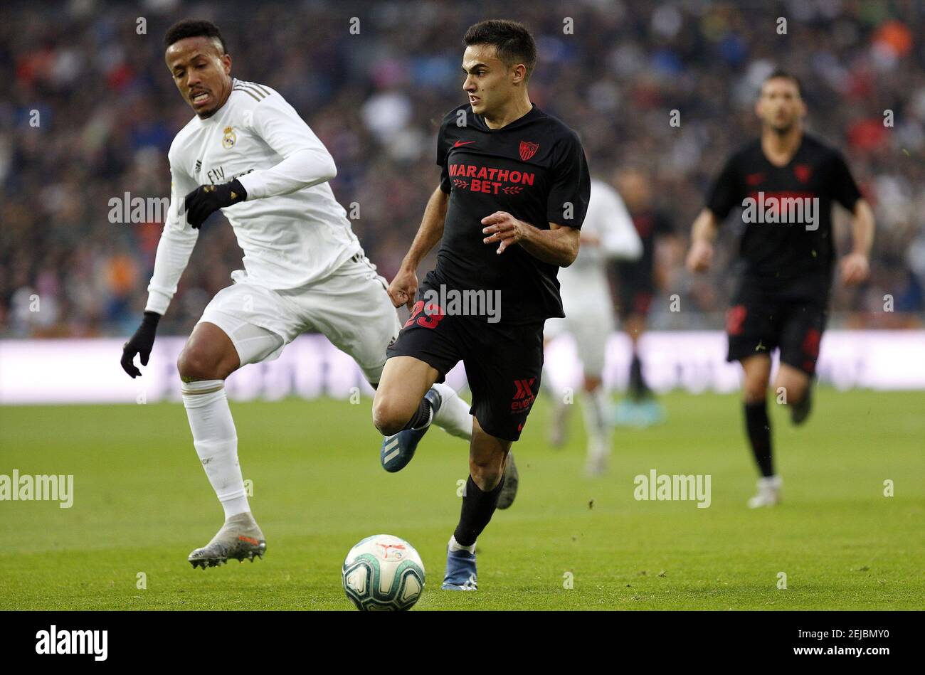 Sevilla FC's Sergio Reguilon seen in action during the Spanish La Liga ...