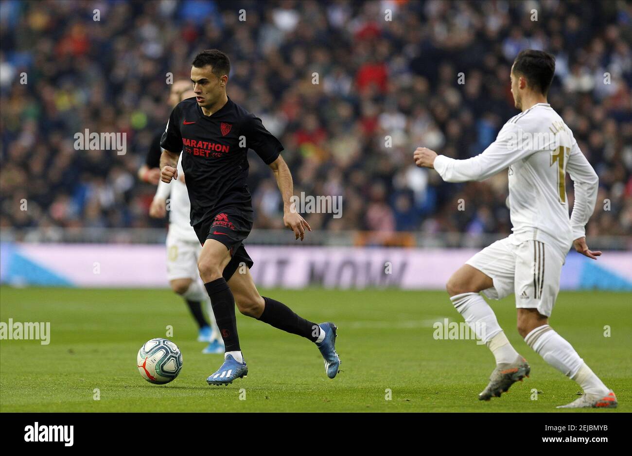 Sevilla FC's Sergio Reguilon seen in action during the Spanish La Liga ...