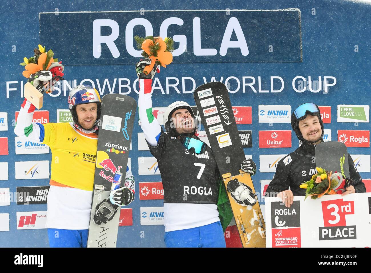 Second placed Roland Fischnaller of Italy, winner Edwin Coratti of ...