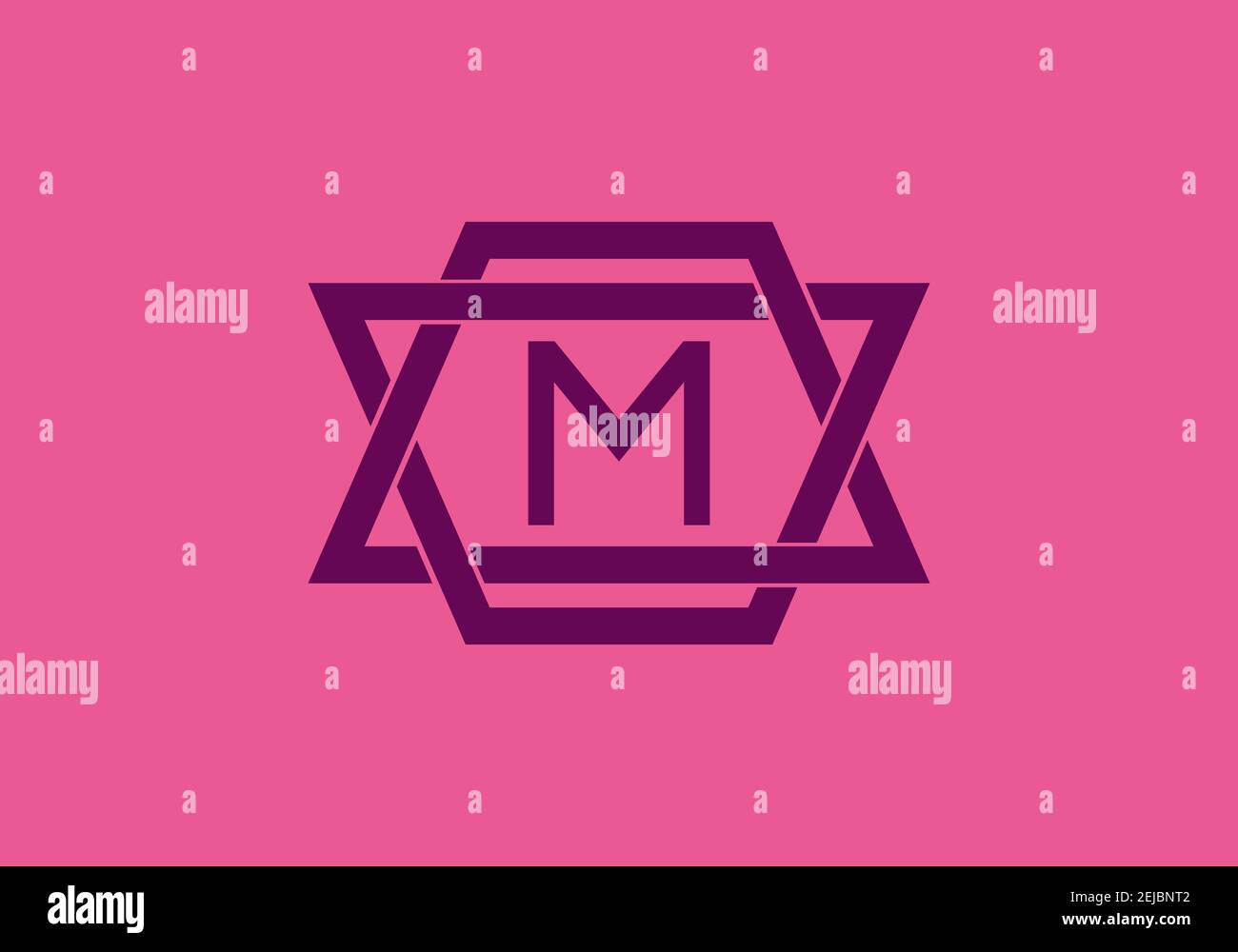Purple color of M initial letter in frame design Stock Vector Image ...