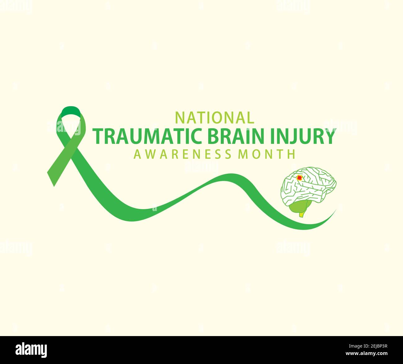 vector illustration of national traumatic brain injury awareness month ...
