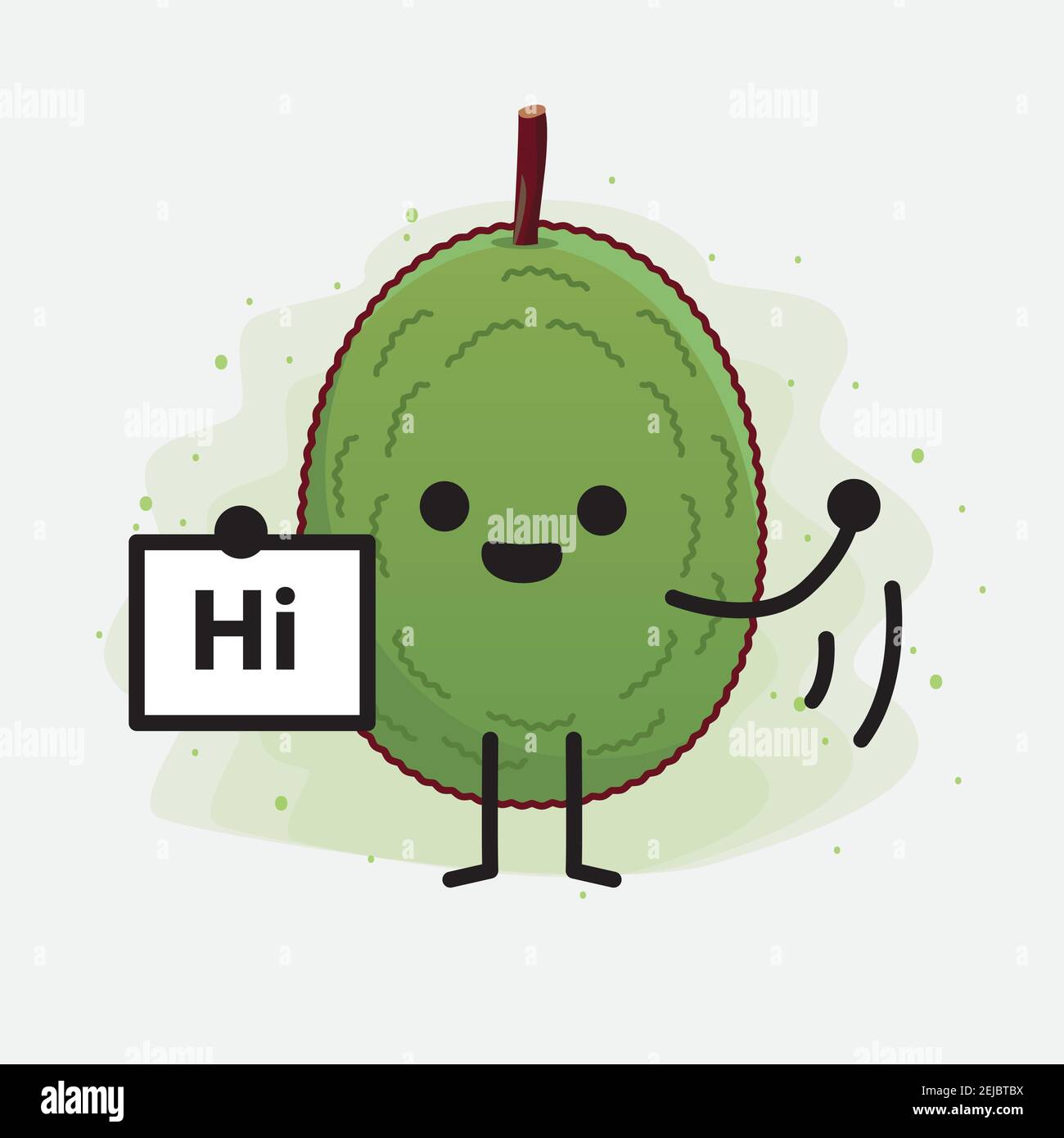 Vector Illustration of Jackfruit Character with cute face, simple hands ...