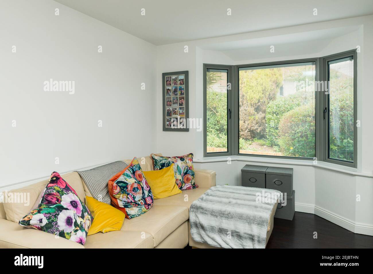 The inside of double glazing windows from a modern British home Stock ...