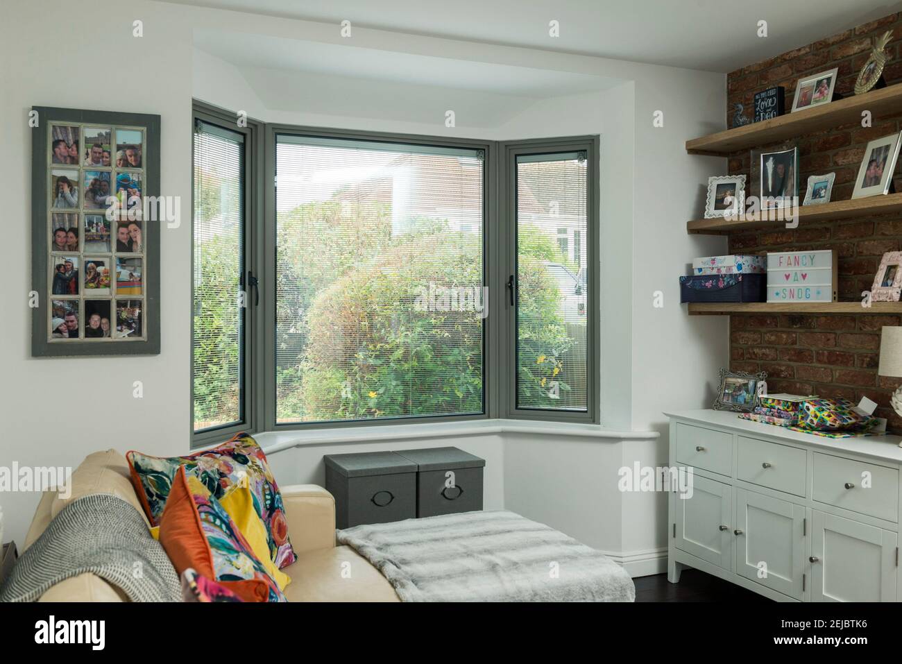 The inside of double glazing windows from a modern British home Stock ...