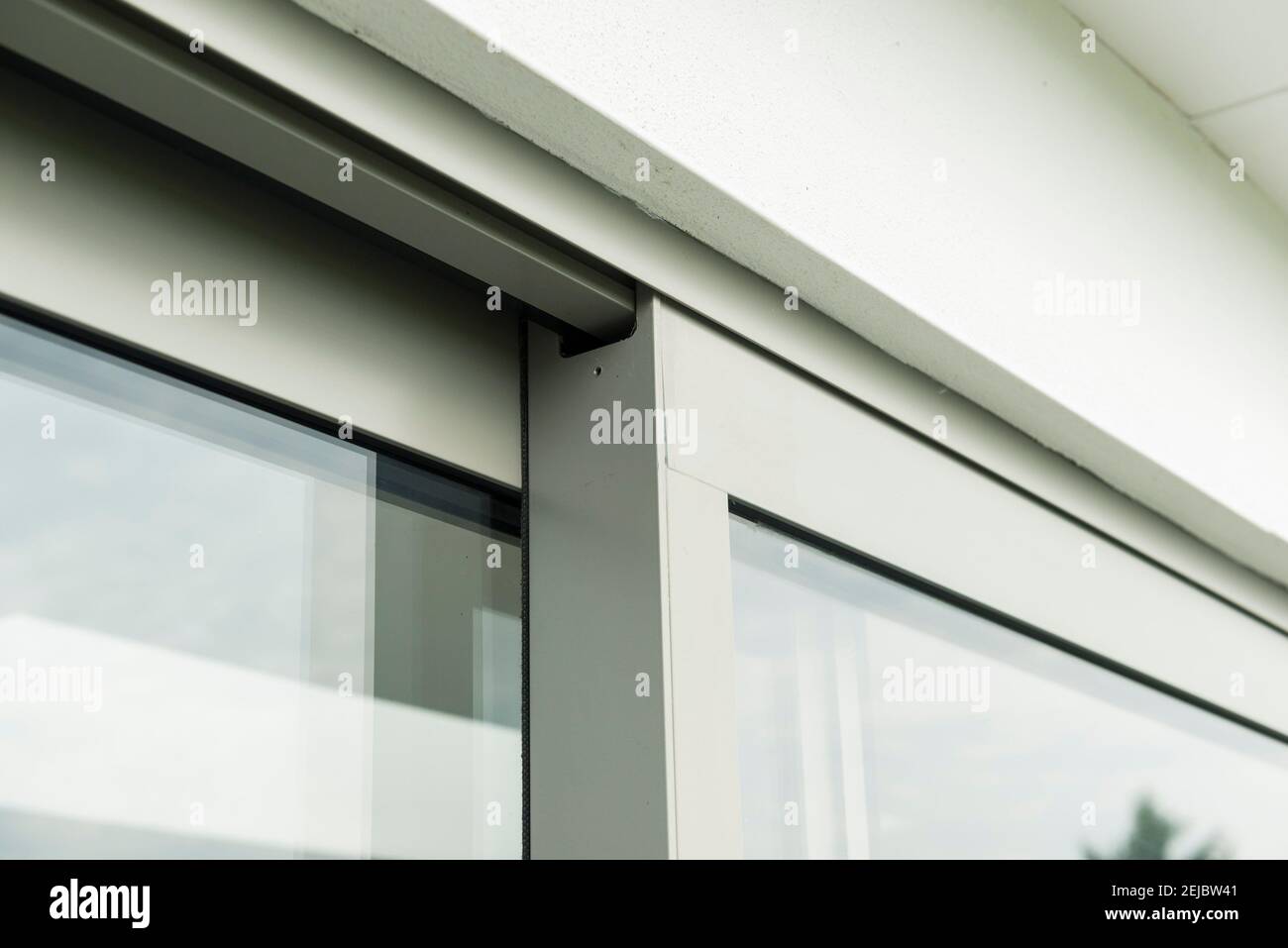 Close up details of double glazed grey window frames and doors Stock ...