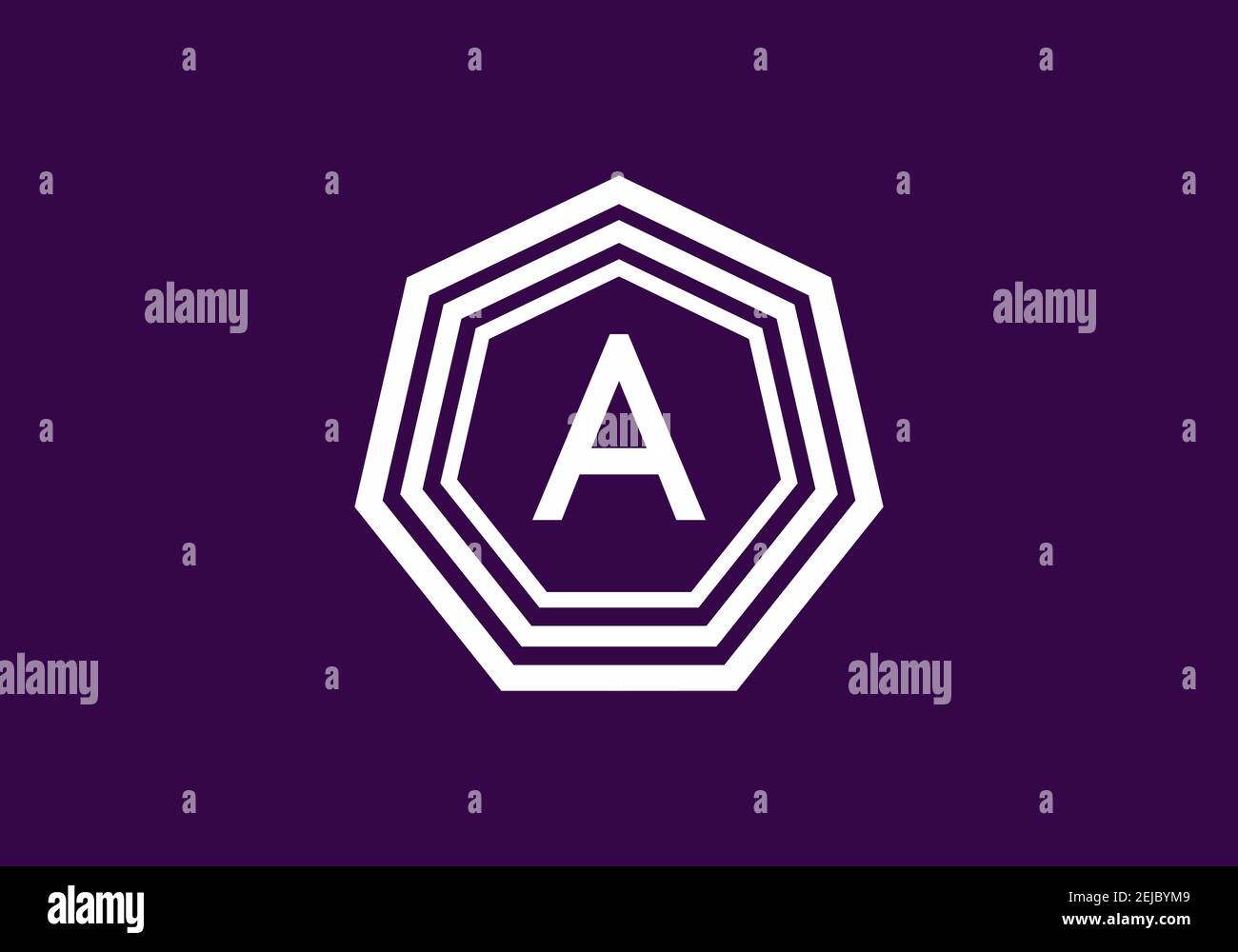 Grey white of A initial letter in octagon frame design Stock Vector ...