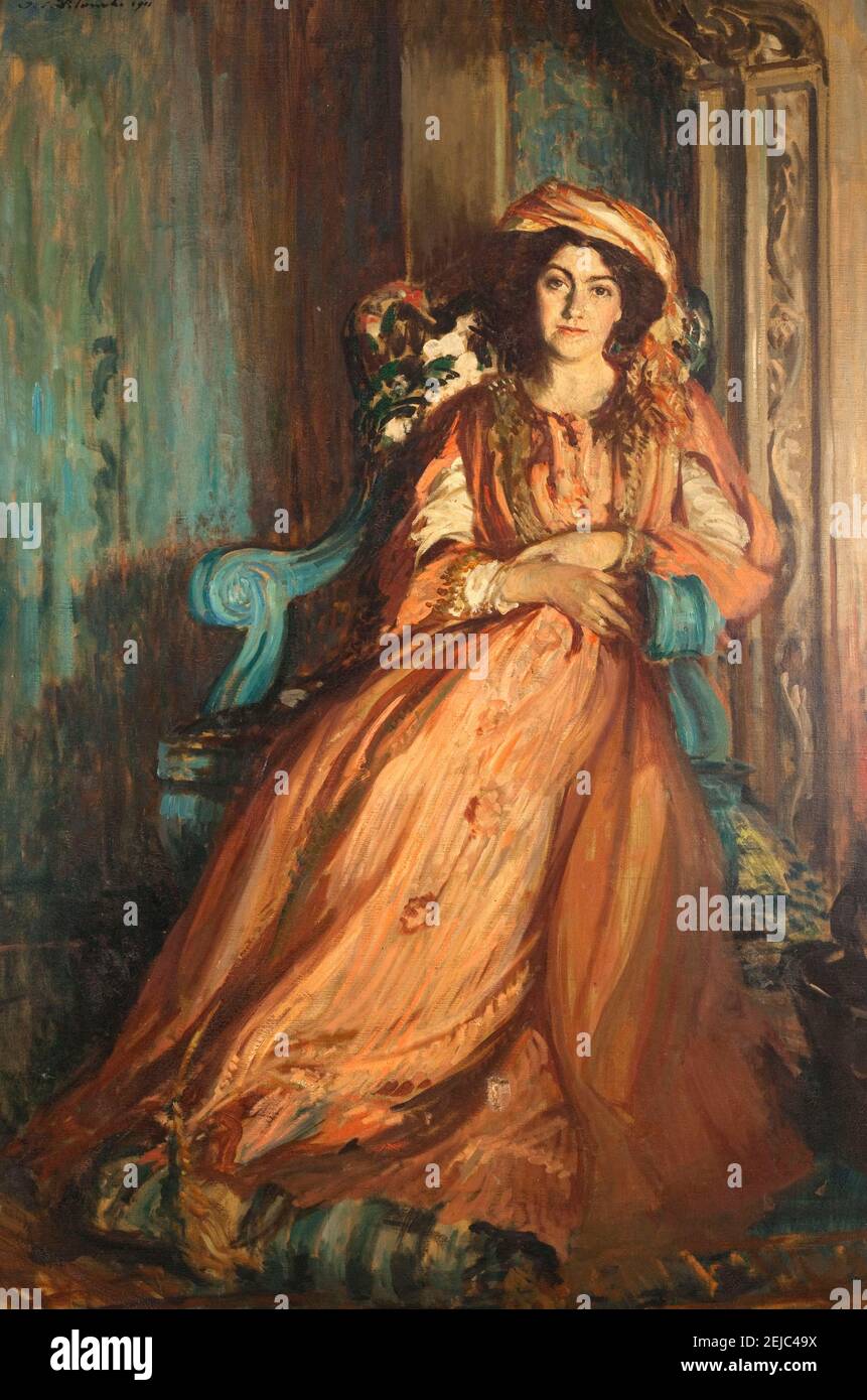 Portrait of Mabel Dodge Luhan (1879-1962) at the Villa Curonia near ...