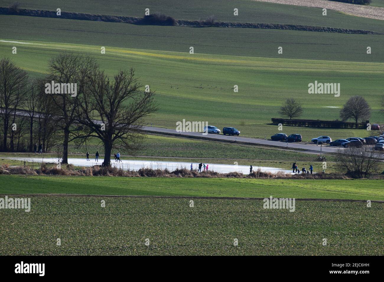 frozen swamp lakes with ice skating fun Stock Photo - Alamy