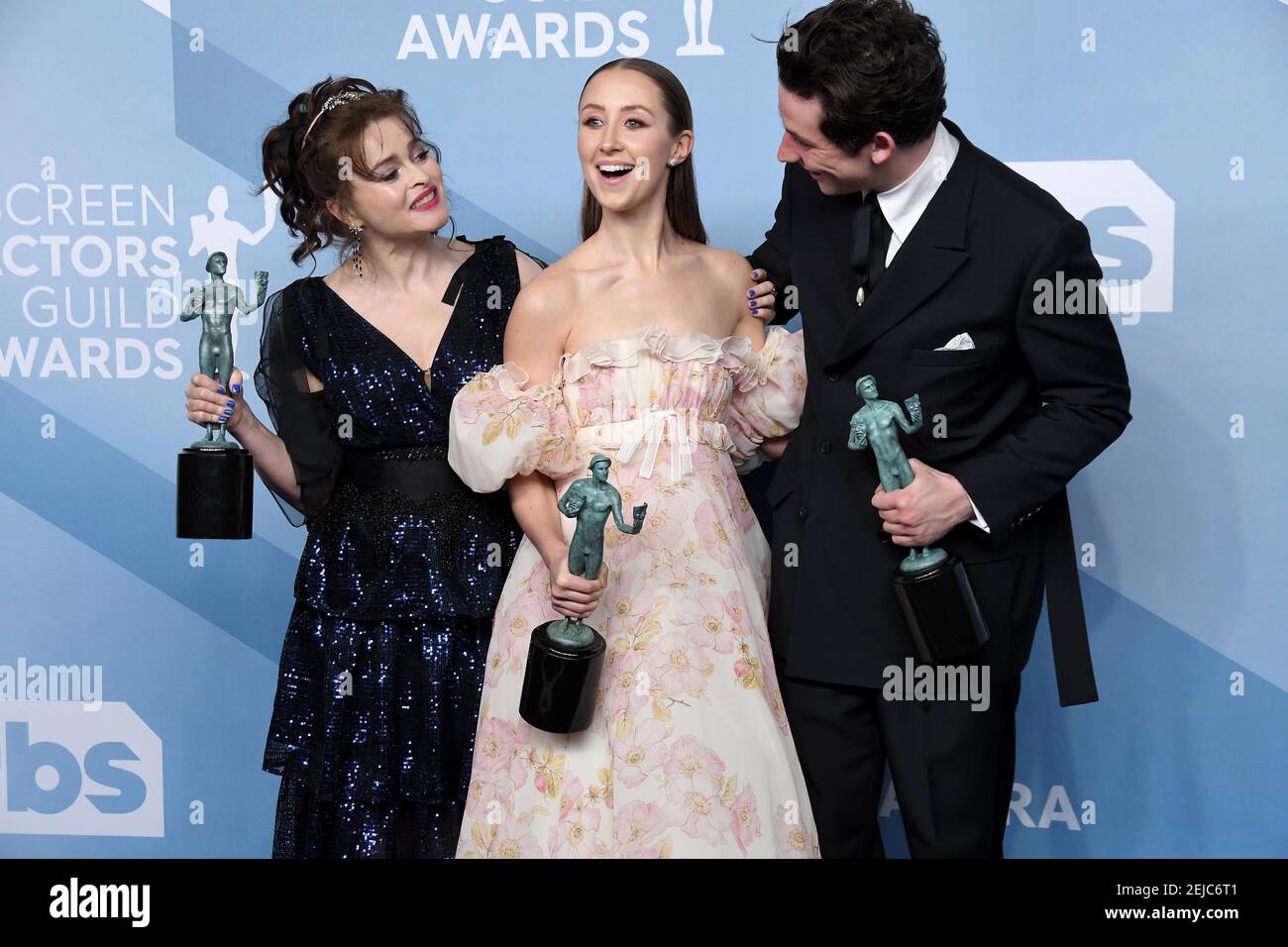 Helena Bonham Carter, Josh O'Connor and Erin Doherty pose with the ...