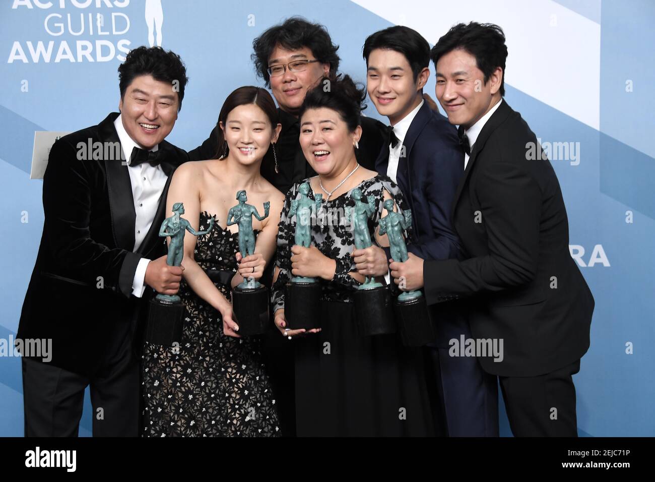 "Parasite" cast Song Kang-ho, Cho Yeo-jeong, director Bong Joon-ho, Lee ...