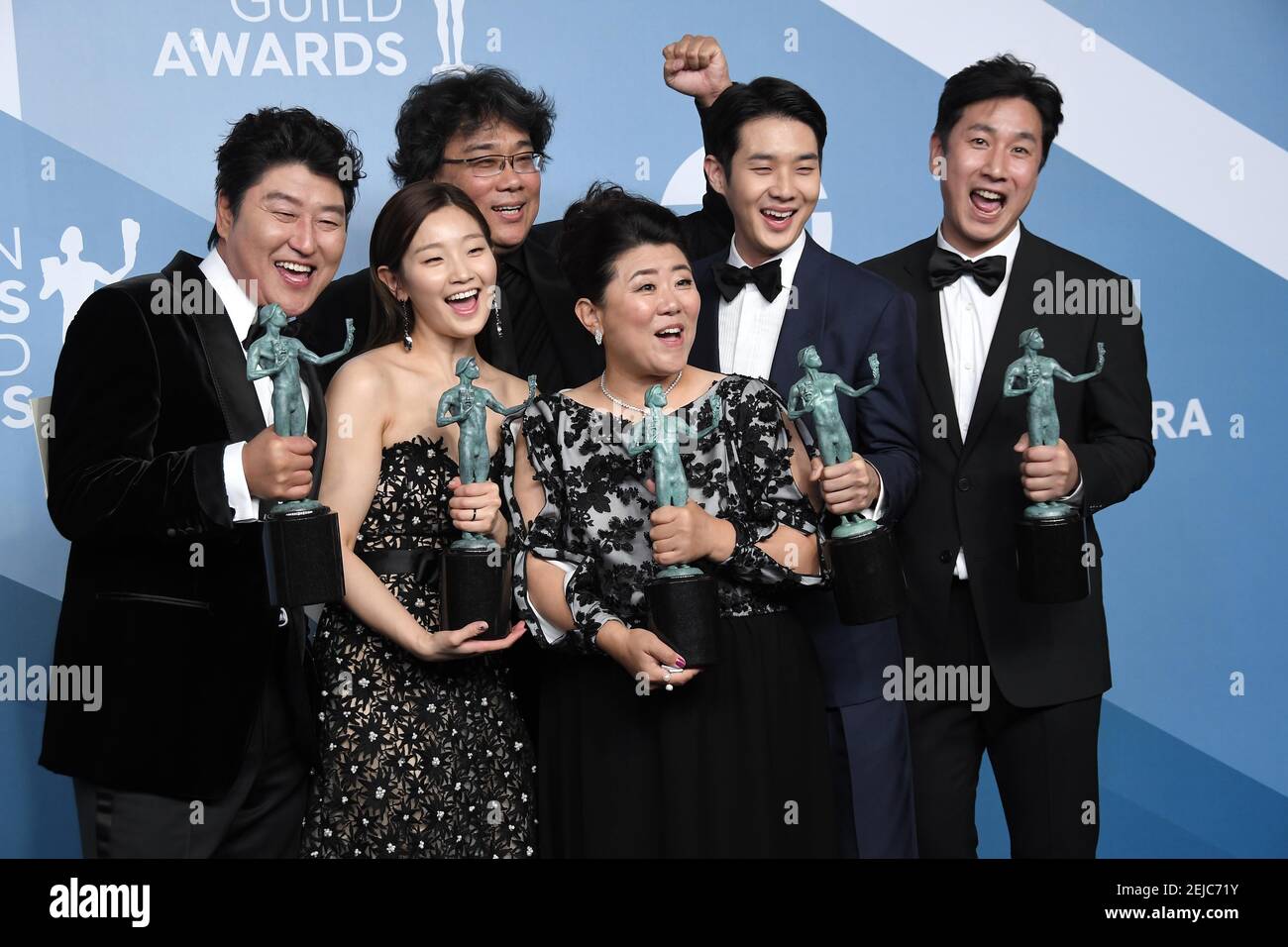 "Parasite" cast Song Kang-ho, Cho Yeo-jeong, director Bong Joon-ho, Lee ...