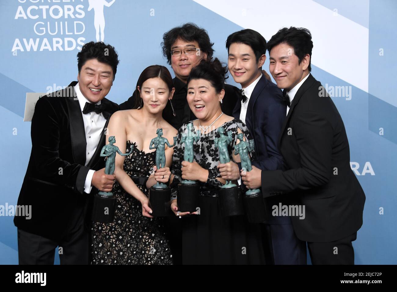 "Parasite" cast Song Kang-ho, Cho Yeo-jeong, director Bong Joon-ho, Lee ...