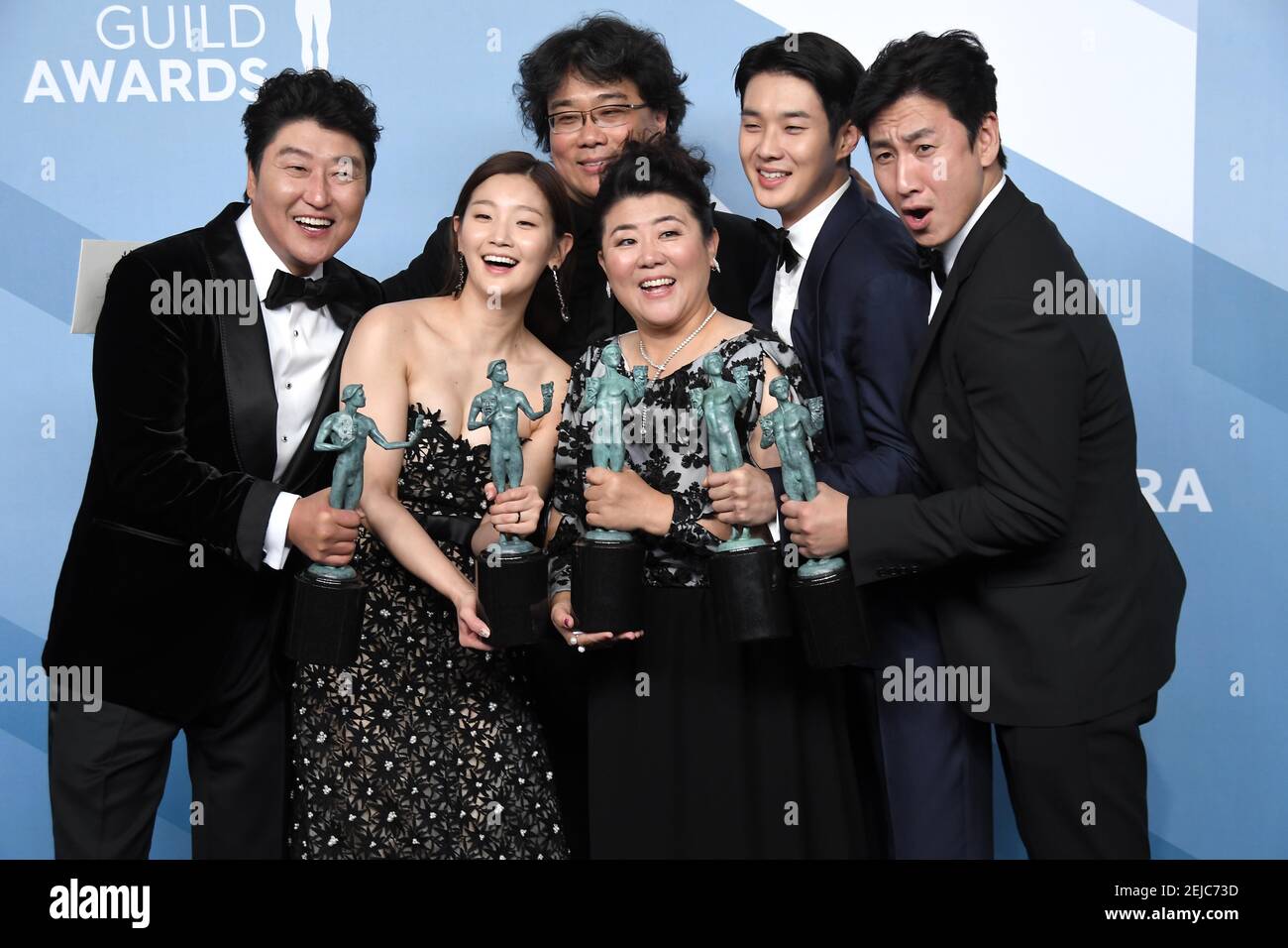 "Parasite" cast Song Kang-ho, Cho Yeo-jeong, director Bong Joon-ho, Lee ...