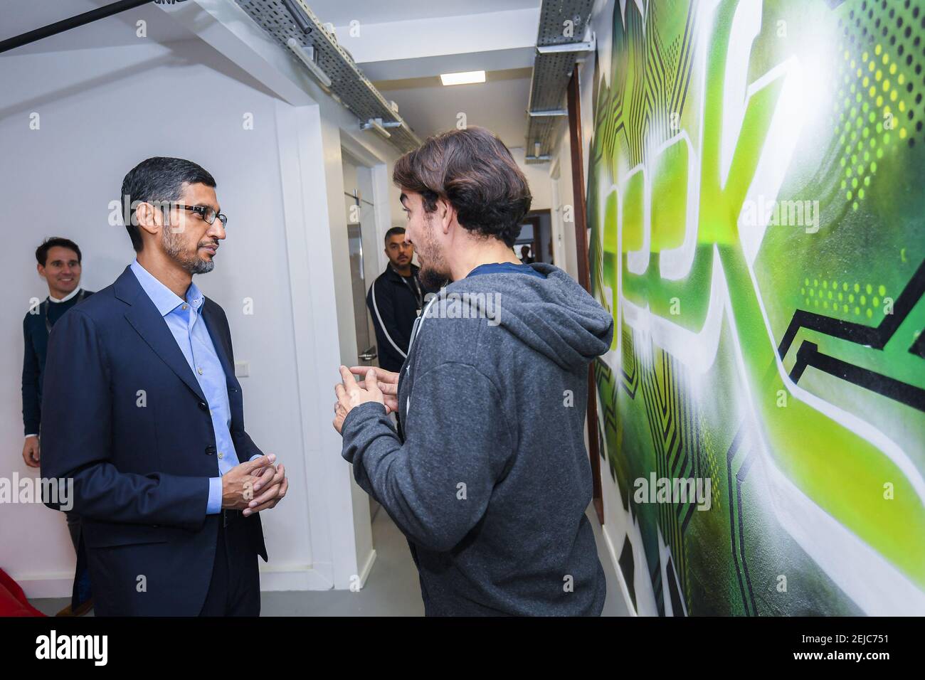 Molengeek Ibrahim Ouassari and Alphabet CEO Sundar Pichai pictured ...