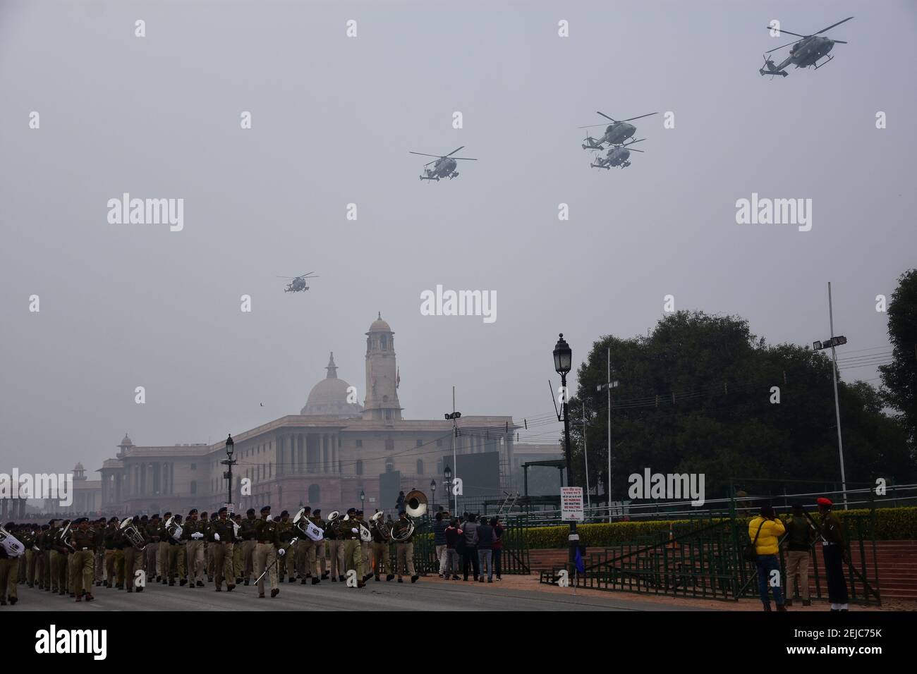 Indian Air Force (IAF) helicopter fly during the rehearsals for the ...