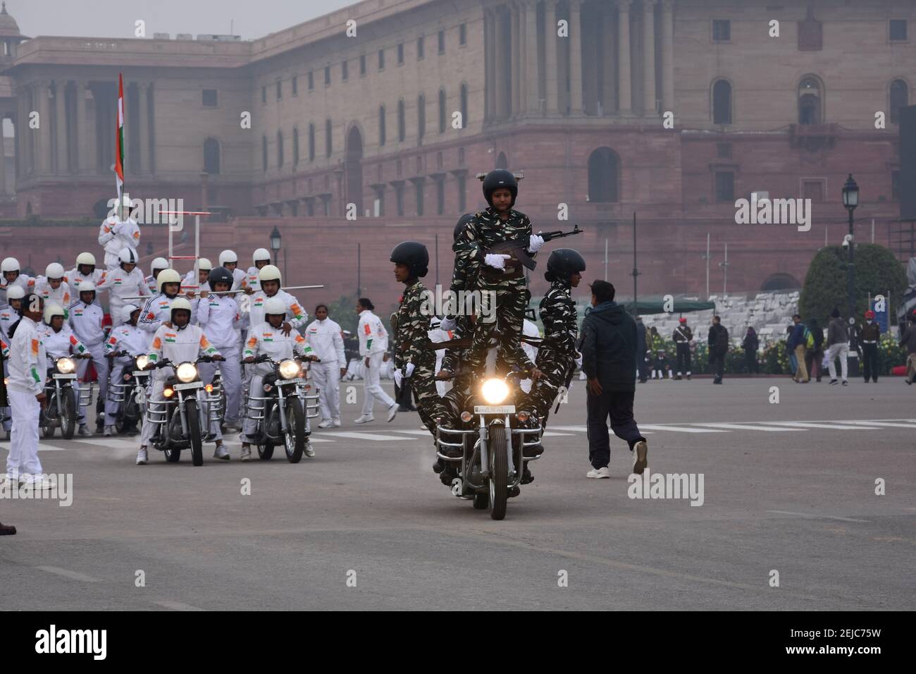 Soldiers on motorcycles take part in the rehearsals for the upcoming ...