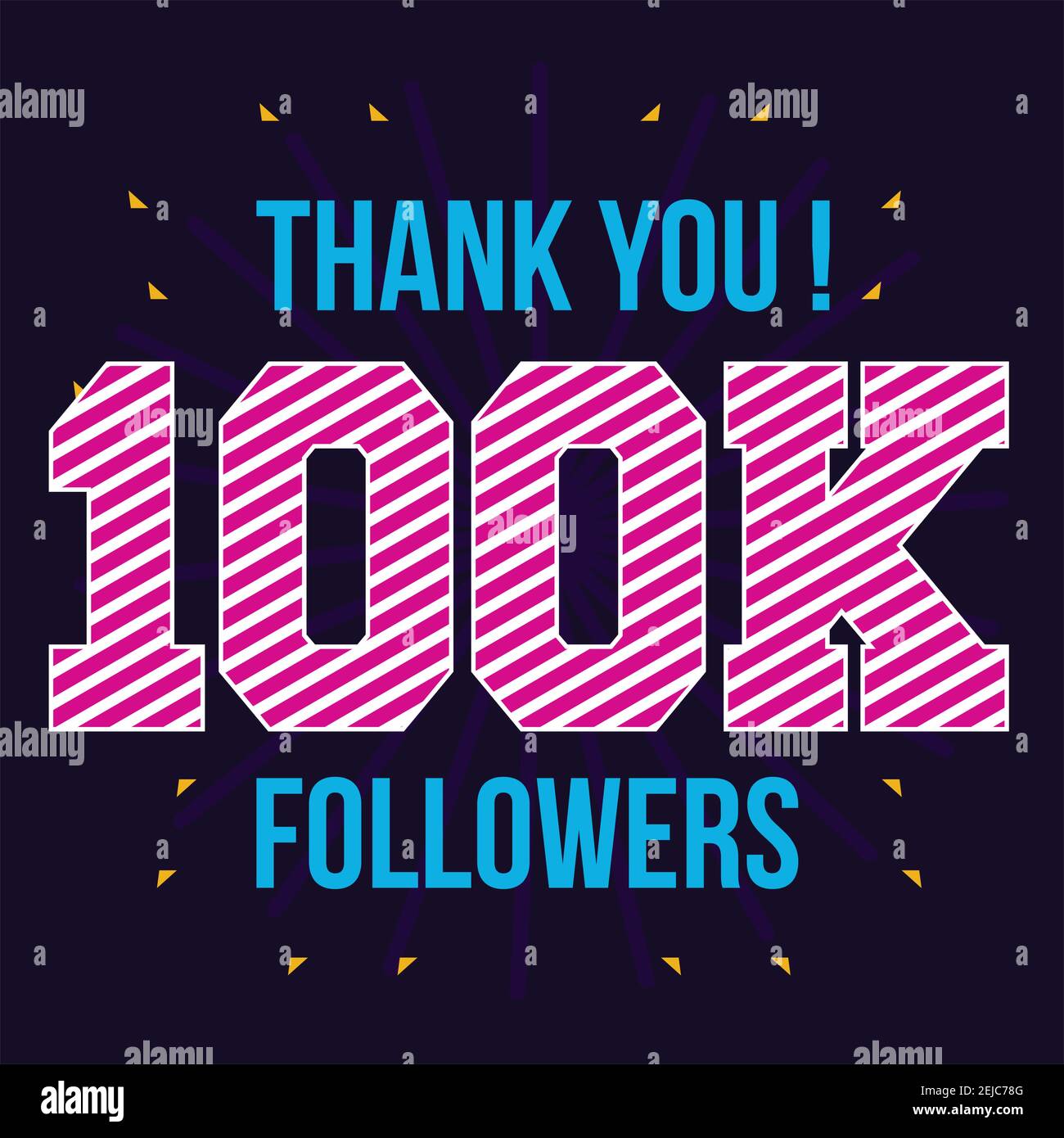 Greeting social card thank you followers. Congratulations follower ...