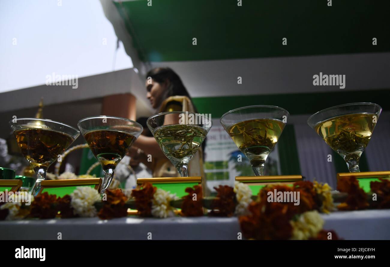 Guwahati, Assam, India. 22nd Feb, 2021. Different types of tea of Assam ...