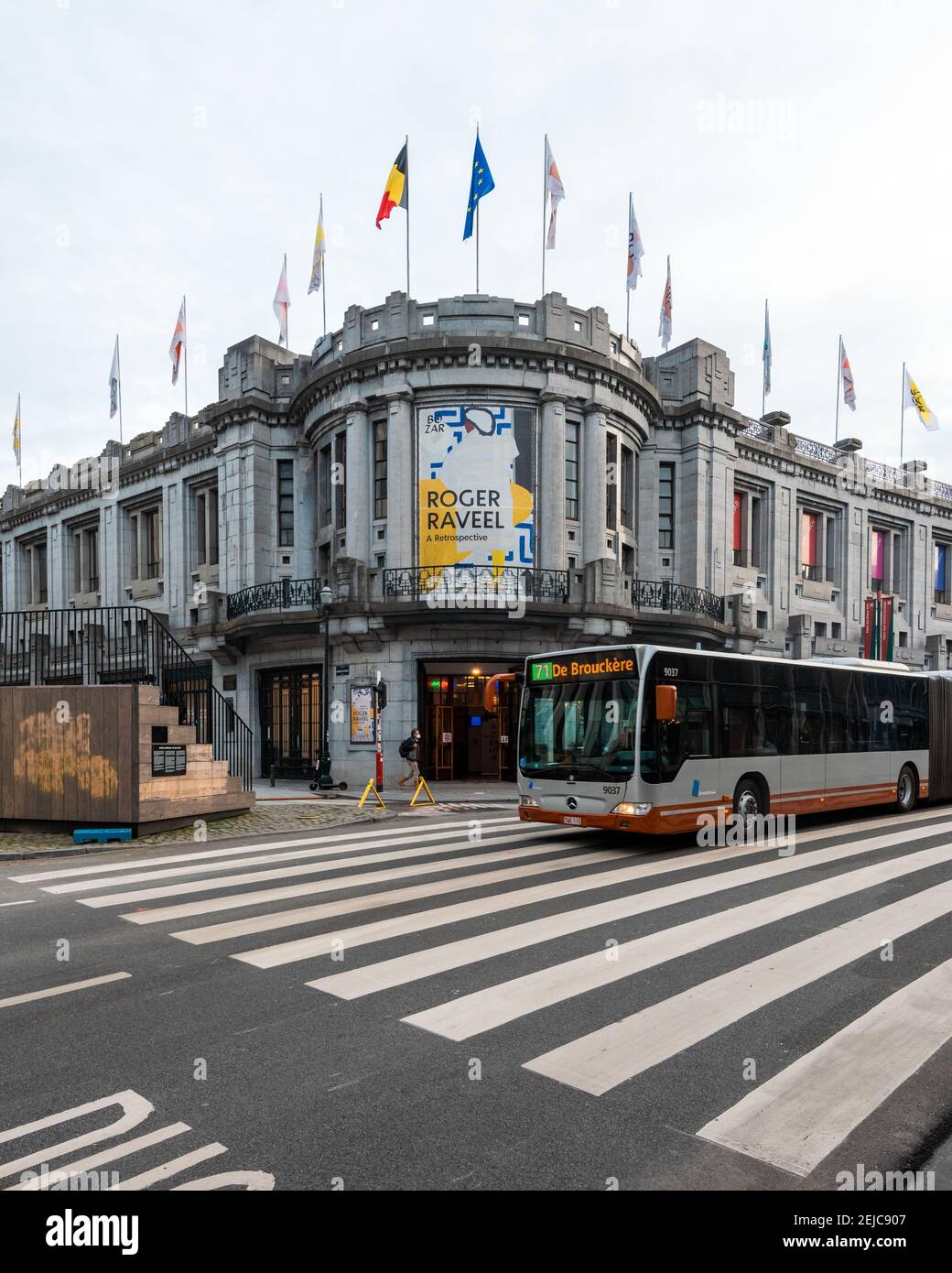 BRUSSEL, BELGIUM - Feb 19, 2021: The famous Bozar arts museum in the ...