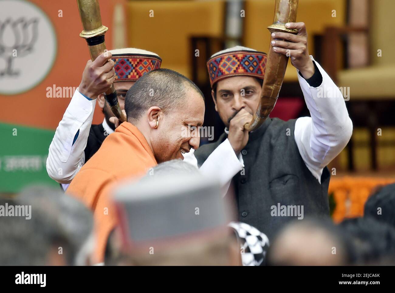 NEW DELHI, INDIA - JANUARY 20: UP CM Yogi Adityanath arrives to attend felicitation function for ...