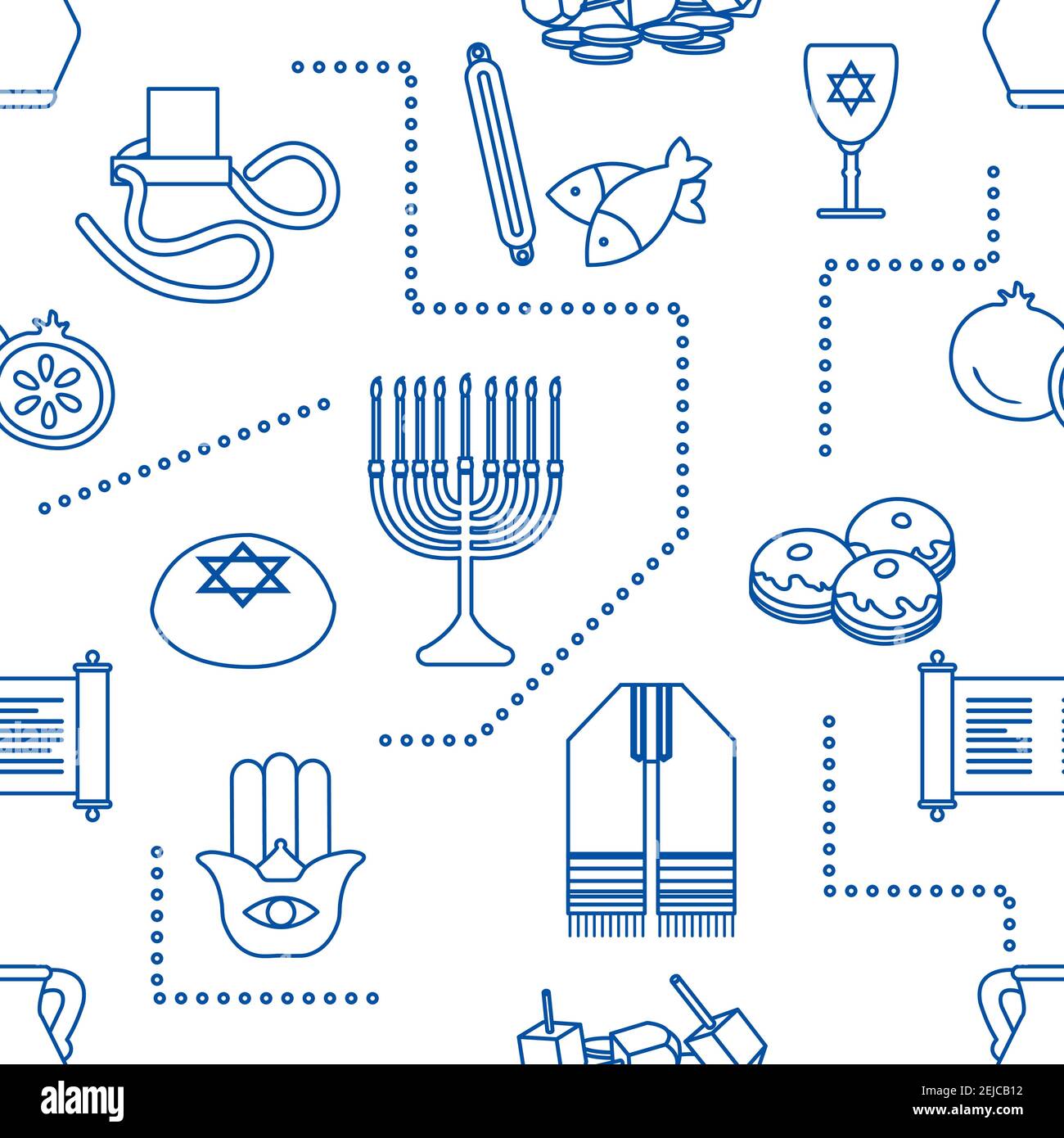 Vector Seamless pattern Illustration Jewish holiday Traditional symbols ...