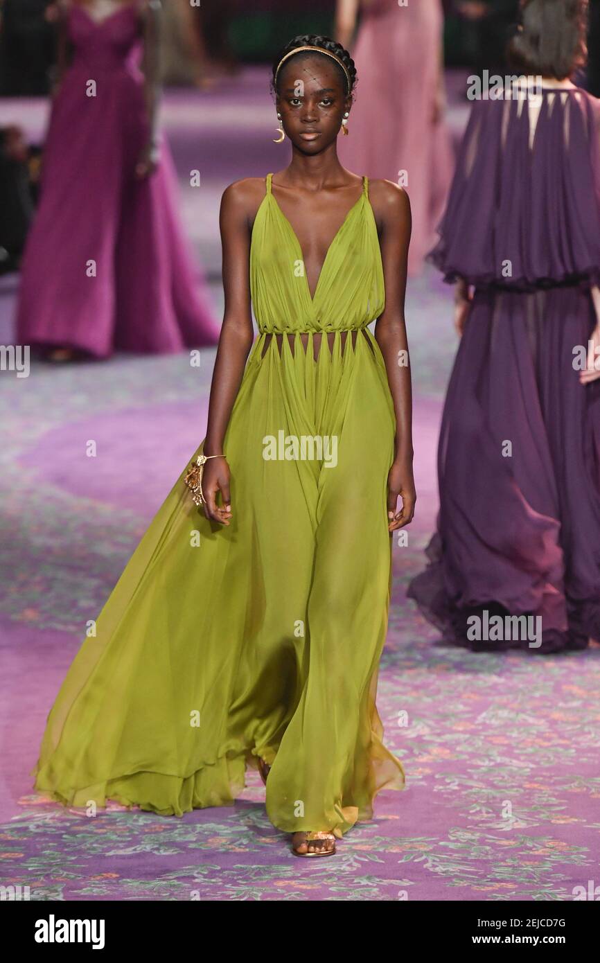 Model walks on the runway during the Dior Haute Couture fashion show ...