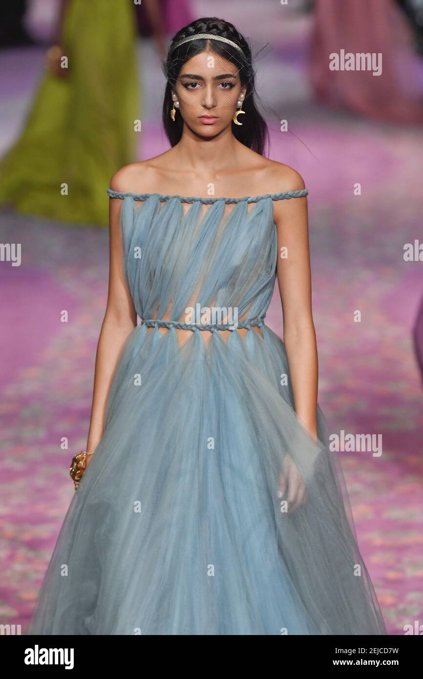 Model walks on the runway during the Dior Haute Couture fashion show ...