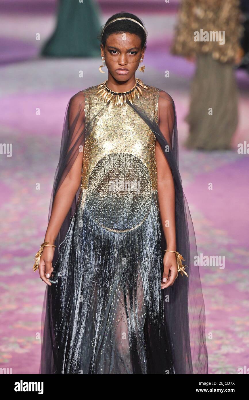 Model Ana Barbosa walks on the runway during the Dior Haute Couture ...